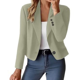 Generic Blazer &Eacute;l&eacute;gant pour Femme &agrave; Une Bouton avec Manches Longues pour Travail et Bureau, Veste D&eacute;contract&eacute;e pour Femme avec Col Court et Revers D&eacute;coup&eacute;s po