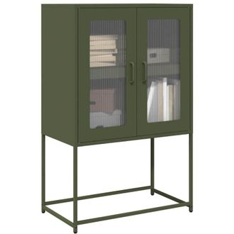 vidaXL Highboard Olivgr&uuml;n 68x39x107 cm Stahl - Vidaxl
