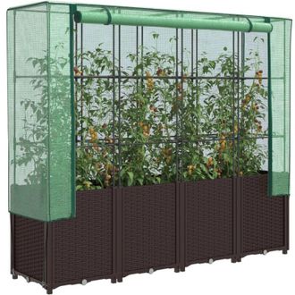 vidaXL Jardini&egrave;re sur&eacute;lev&eacute;e avec housse aspect rotin 160x40x153 cm - Vidaxl