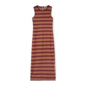 Motivi Robe longue en tricot motif chevron - Femme - Robes - Orange - Taille: 38 FR