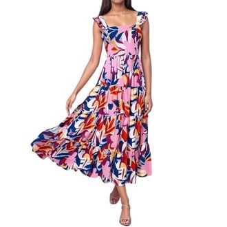 Generic Robes boh&egrave;me 2026 pour femmes, robe d&eacute;contract&eacute;e avec motif imprim&eacute;, sorties et maison, parfait pour le printemps et l&eacute;t&eacute;, bleu, XL