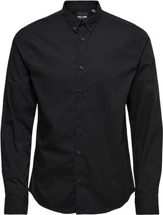 Only & Sons T-Shirt Onspoplin BTN Down LS EXP RE pour Homme, Noir, Taille M, Noir, M