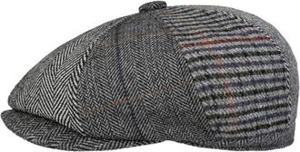 LIPODO Casquette 8 Panel Patchwork Homme - Type Gavroche avec Visiere, Doublure Hiver Automne-Hiver - S (55-56 cm) Gris