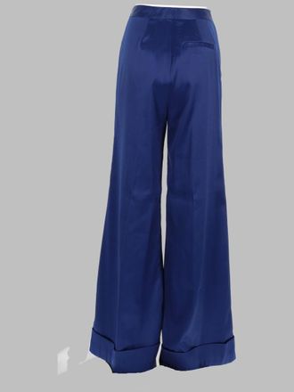 Self Portrait Wide-Leg Satin Trousers - Blue