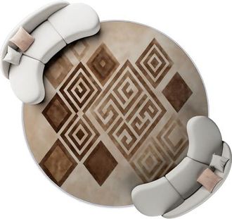 Generic Tapis Lavable et Antid&eacute;rapant Brun pour Salon Salle &agrave; Manger Chambre Adulte et Ado Cuisine - Tapis Motif &Eacute;l&eacute;gant Marocain Vintage G&eacute;om&eacute;trique, Poil Ra