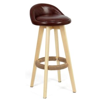 Generic Barhocker, drehbarer Barhocker, Beine aus massivem Naturholz, Sitzfl&auml;che aus PU-Leder, Vintage-Hocker, Esszimmerstuhl