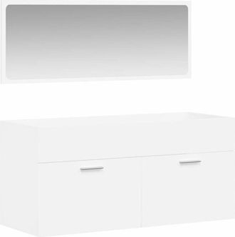 vidaXL Armoire de salle de bain avec miroir blanc bois dingénierie