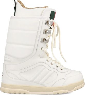 Gucci Schn&uuml;rstiefel mit Web-Detail - Wei&szlig;