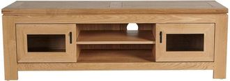Hellin Hellin - Meuble tv bas moderne en chêne clair 2 portes 2 niches - boston