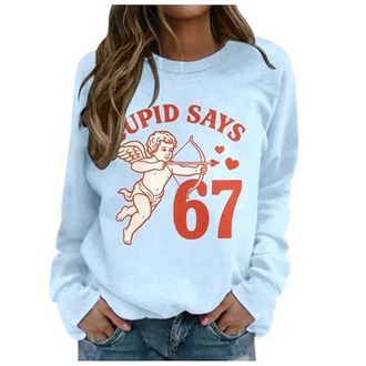 Generic 2026 Sweat-shirt &agrave; imprim&eacute; de lettres pour la Saint-Valentin, coupe ample, col rond, manches longues, confortable, usage quotidien, tissu tricot&eacute; doux