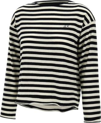 Sun 68 Femme, Pulls, Multicolore, Taille: 40 FR Pull Ray&eacute; &agrave; Logo Brod&eacute;