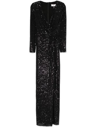 Nissa robe longue à détails de sequins - Noir