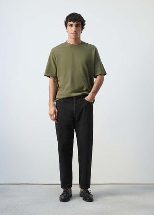 Mango T-shirt heavy weight relaxed fit vert fonc&eacute; - Homme - XXL - MANGO MAN
