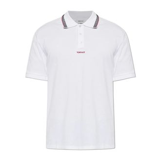 Versace Baumwoll-Piqu&eacute;-Polo mit Sticklogo - - Tops - Herren - Wei&szlig; - XL