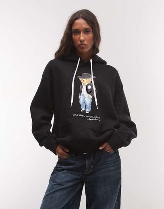 Polo Ralph Lauren sweat &agrave; capuche imprim&eacute; ours noir
