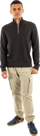 Tommy Jeans Herren Pullover mit Rei&szlig;verschluss Light mit Stehkragen, Schwarz (Black), S