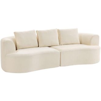HOMCOM Canap&eacute; 3 places - HOMCOM - assise large, 3 coussins - enti&egrave;rement compress&eacute; pas de montage - tissu chenille - 260cm - cr&egrave;me
