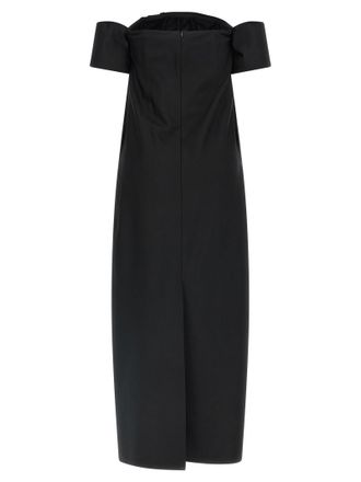 Magda Butrym Off-Shoulder Wool-Silk Blend Dress - Black