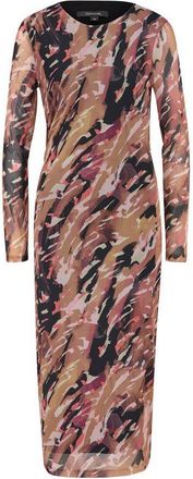 Comma Midikleid Kleid Gemustertes Meshkleid mit Raffung