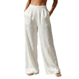 Generic Pantalon Lin Coton Femme Bootcut 8 Classique Coupe Pays Flanelle Ventre Asym&eacute;trique Long Tissu Normale Meilleurs Palazzo Am&eacute;ricain Aubergine Italien J