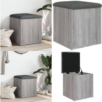 vidaXL Sitzbank mit Stauraum Grau Sonoma 42x42x45 cm Holzwerkstoff - Wohnzimmer Dekoration - Stauraumbank - Beistelltisch - Garderobe - Eingangsbereich