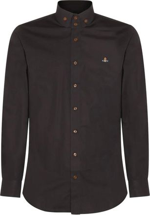 Vivienne Westwood Homme, Chemises, Noir, Taille: S Chemise Noire en Coton avec Logo Orb