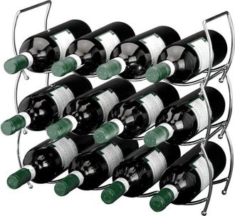 Viscio Trading 171532 Flaschenregal verchromt, Stapelbar, aus Stahl, Farbe Silber, 13 x 40 x 40 cm