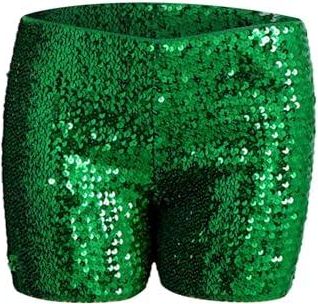 Generic Short &agrave; paillettes pour femme, mini short scintillant, pantalon de danse confortable &agrave; taille extensible, pantalon de danse &agrave; paillettes de couleur un