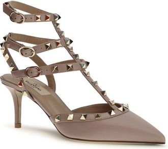 Valentino Garavani Womens Rockstud Heel Beige Upper Calf Leather