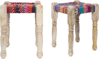 Novità Home Tabouret en bois et coton - set 1/2