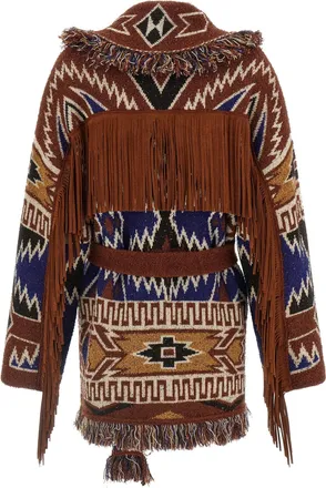 Alanui Jacquard Geometric Knit Cardigan - Brown