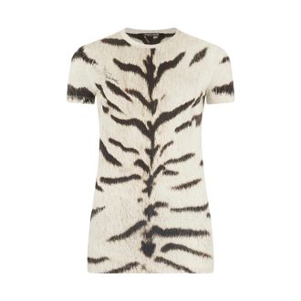 Roberto Cavalli T-Shirt mit Tigress-Print - - Tops - Damen - Wei&szlig; - S