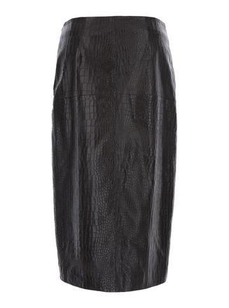 Federica Tosi Womens Skirt Longuette Cocco Print Brown Leather