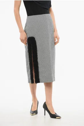 Viktor & Rolf Houndstooth Pencil Skirt with Tulle Detail size Xs
