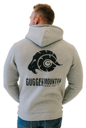 Guggen Mountain Herren Wandern Kapuzenpullover Fleece Hoodie Outdoor Mit Logo Hellgrau