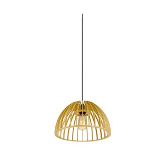 SLV WUD HALBKUGEL | H&auml;ngelampe aus Holz, Deckenlampe Rund, Esszimmerleuchte, Boho Deckenleuchte, Schlafzimmerlampe, Deckenlampe hell und dimmerbar mit dim