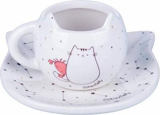 Villa D'Este Home Tivoli Oroscocats Cancer Espressotasse mit Untertasse aus Keramik