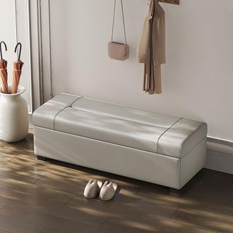 Generic wasserdichte Ottoman-Bank Mit Lederaufbewahrung, Gepolsterte Schuhbank Mit Massivholzrahmen - Große Würfelförmige Aufbewahrungstruhe for Schlafzimmer 