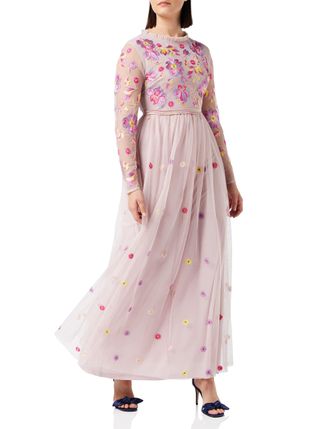 Frock and Frill Damen Blumenstickerei Kleid für besondere Anlässe, Brautrose, 34