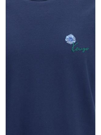 Kenzo Mens T-Shirt Tulip Blue-Black Cotton T-Shirts Blue/black And Polos