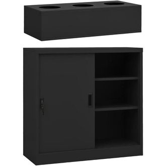 vidaXL Armoire &agrave; portes coulissantes avec jardini&egrave;re Anthracite Acier Vidaxl
