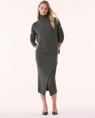 Kujten Jupe cachemire uni femme, 4 fils - Jupe Solange Lacets