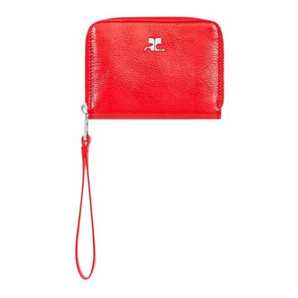 Courr&egrave;ges Naplack Zipped Compact Wallet - - Bags - Damen - Rot - ONE SIZE