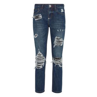Philipp Plein Femme, Jeans, Bleu, Taille: W25 Boyfriend Statement