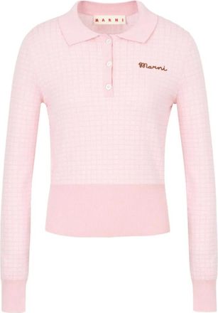 Marni Femme, Pulls, Rose, Taille: 40 FR Polo Jacquard &agrave; Carreaux