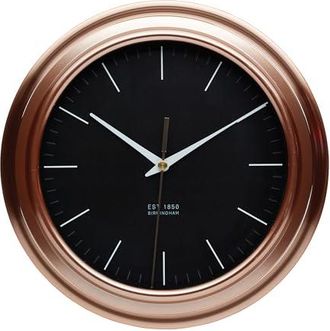 KitchenCraft Wanduhr, kupferfarbene K&uuml;chenuhr, Kunststoff, schwarzes Zifferblatt, wei&szlig;e Markierungen, in Geschenkbox, 25.5 cm