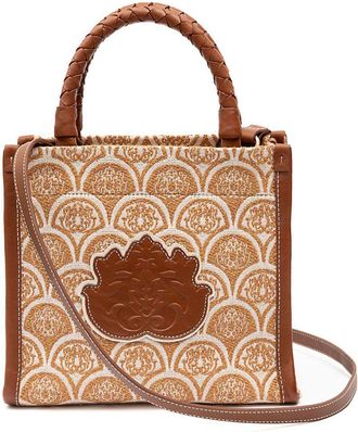 Isla Sirena Schultertasche mit Jacquard-Print - Braun