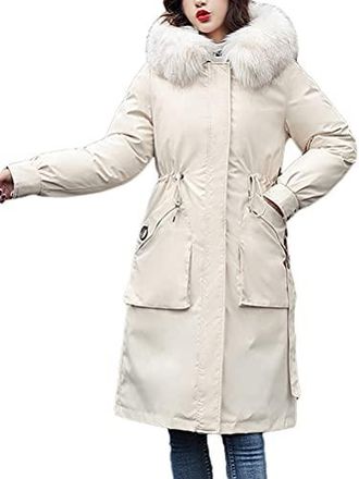 Onsoyours Manteau Femme Hiver Doudoune Chaud Parka Longue Blouson &Agrave; Capuche en Fausse Fourrure Trenche &Eacute;paissir Doubl&eacute; Peluche Parka B Blanc L