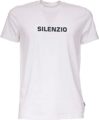 Aspesi Homme, Tops, Blanc, Taille: S T-shirt en coton avec impression Silenzio