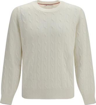 Brunello Cucinelli Pull en cachemire torsad&eacute; - Homme - Pulls - Beige - Taille: L